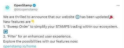 첫 번째 BTC STAMP 거래 및 발행 플랫폼 OpenStamp가 새로운 버전 UI를 출시하였으며, Marketplace 등 ...